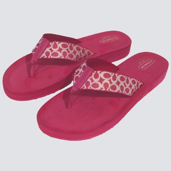 Coach | Shoes | Coach Jessalyn Fuchsia Pink Logo Flip Flop Sandal Size ...